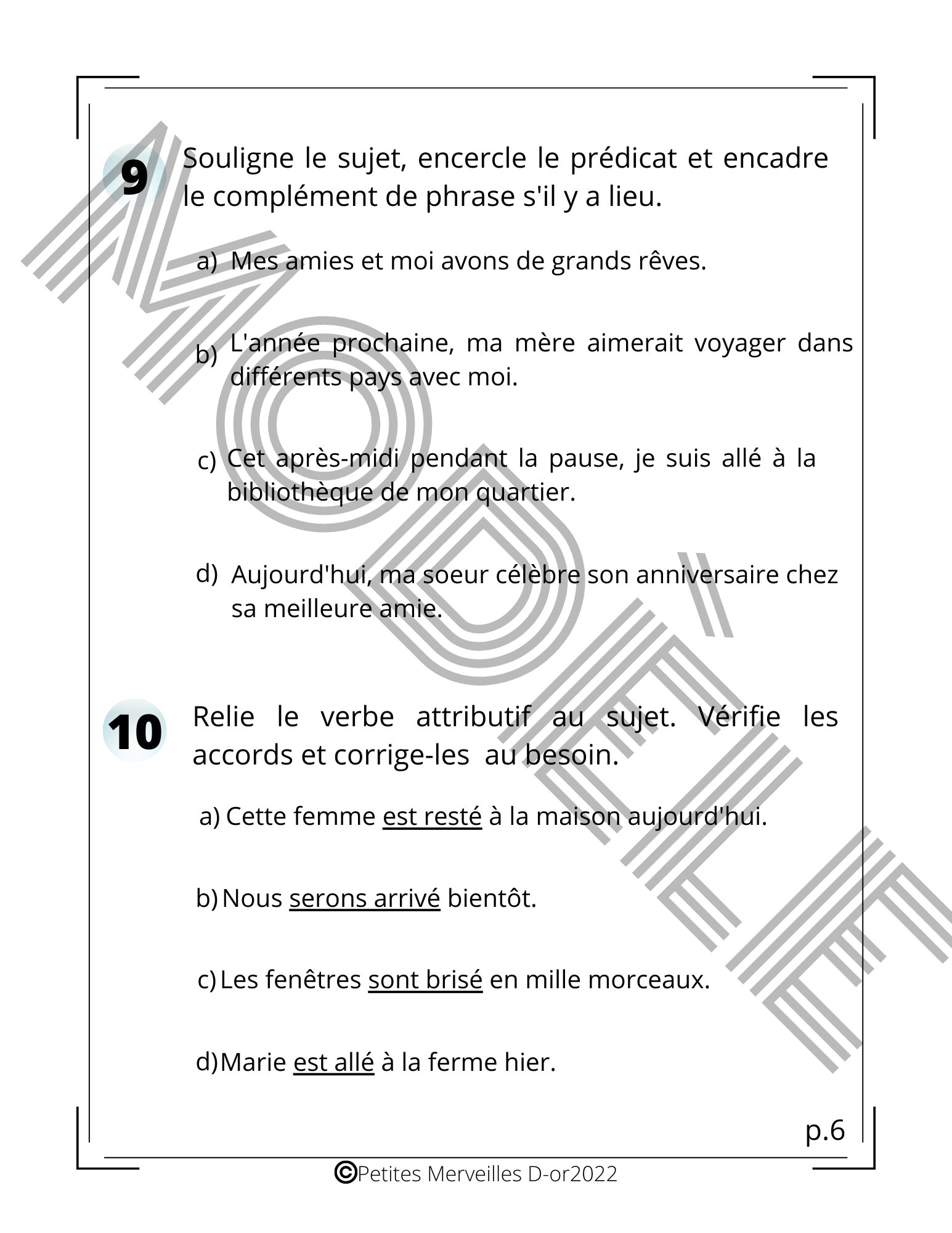 GRAMMAR REVISION Workbook Printable in French | 5th and 6th Year of ...