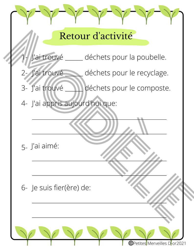 SAVE THE PLANET Activity Printable in French | Environment and Waste ...