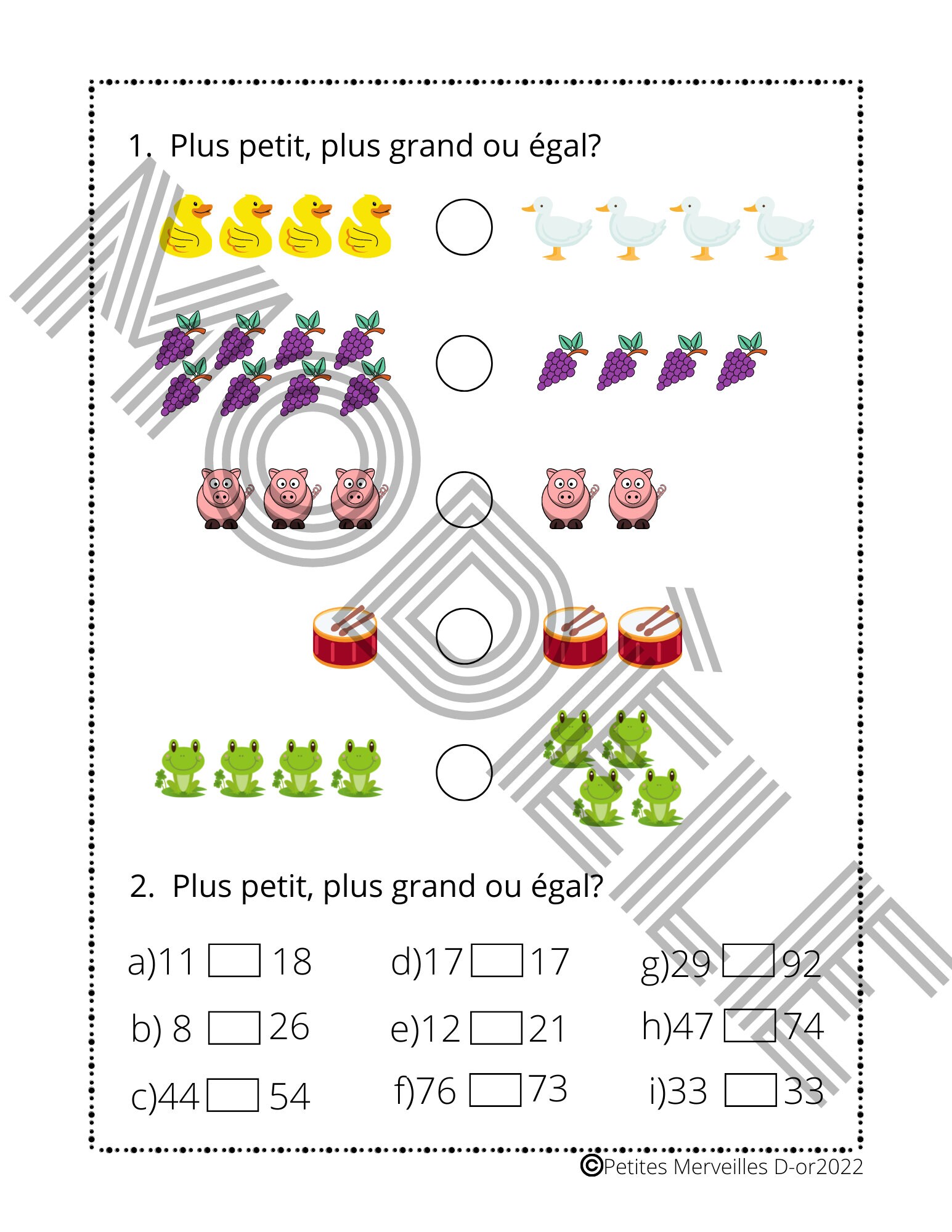 MATHEMATICAL SYMBOLS | Workbook 1st Cycle Printable in French | Primary ...