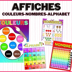 4 Printable Educational Posters for the Class COLORS-ALPHABET-NUMBERS ...
