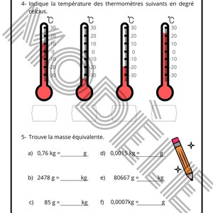 MATHEMATICAL REVISION Book Printable in French | 5th and 6th Year of ...
