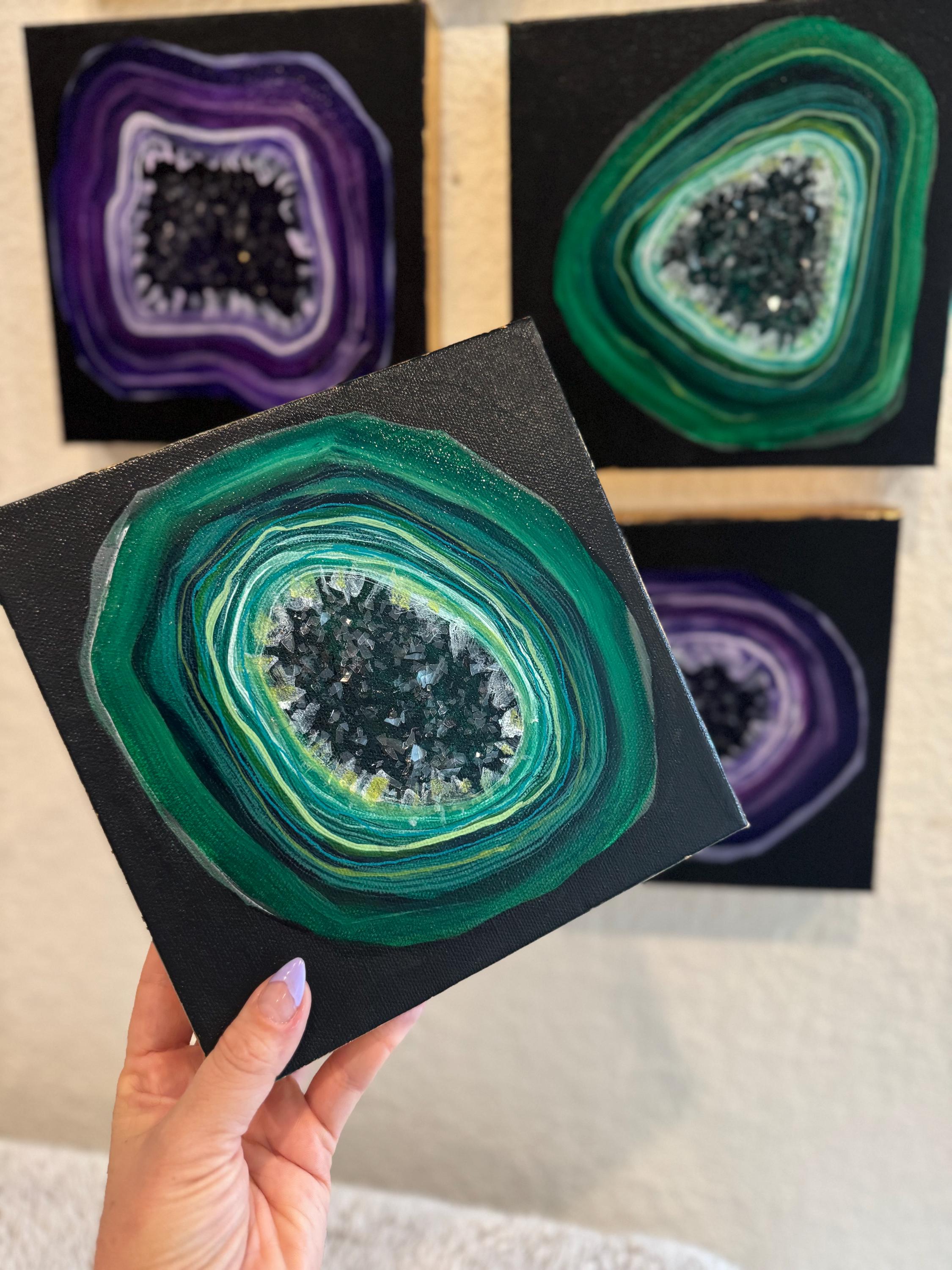 Mini Original Geode Paintings. Original Geode Art. Witchy Art. Amethyst ...