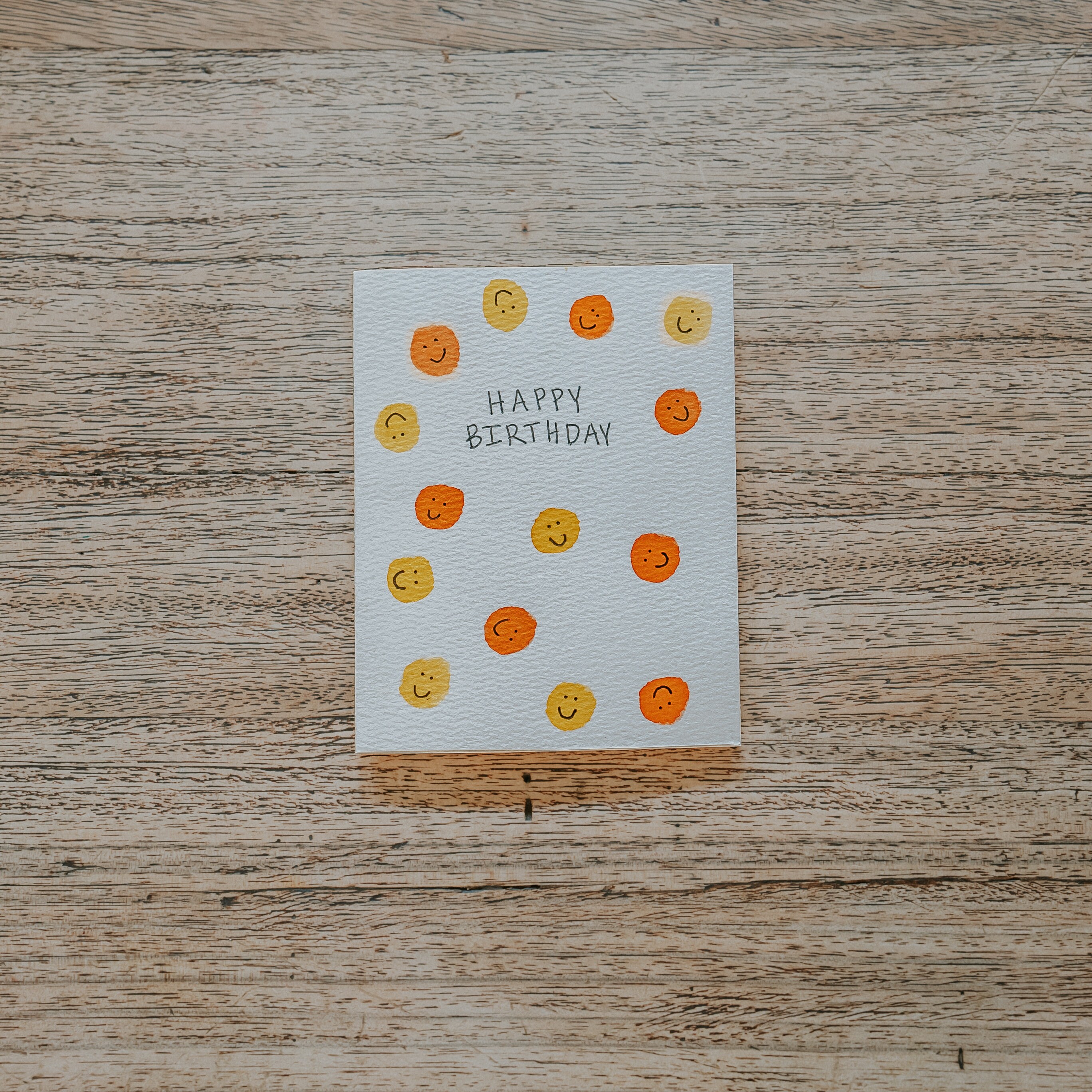 Handpainted Smiley Faces Birthday Card - Cheerful Watercolor Design - Etsy