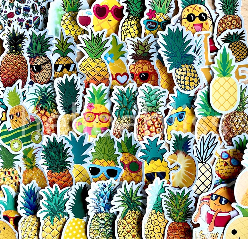 Sticker Pack of 50 Cute Pineapples Fruits Die Cut VSCO Stickers ...