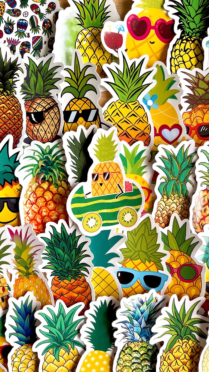 Sticker Pack of 50 Cute Pineapples Fruits Die Cut VSCO Stickers ...