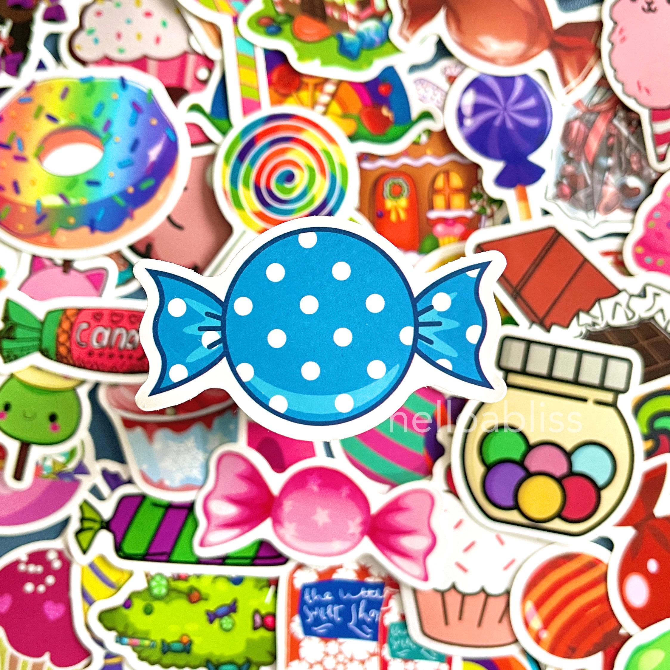 Sticker Pack of 50 Cute Cartoon Sweets Lollipop Candy Donut Desserts ...