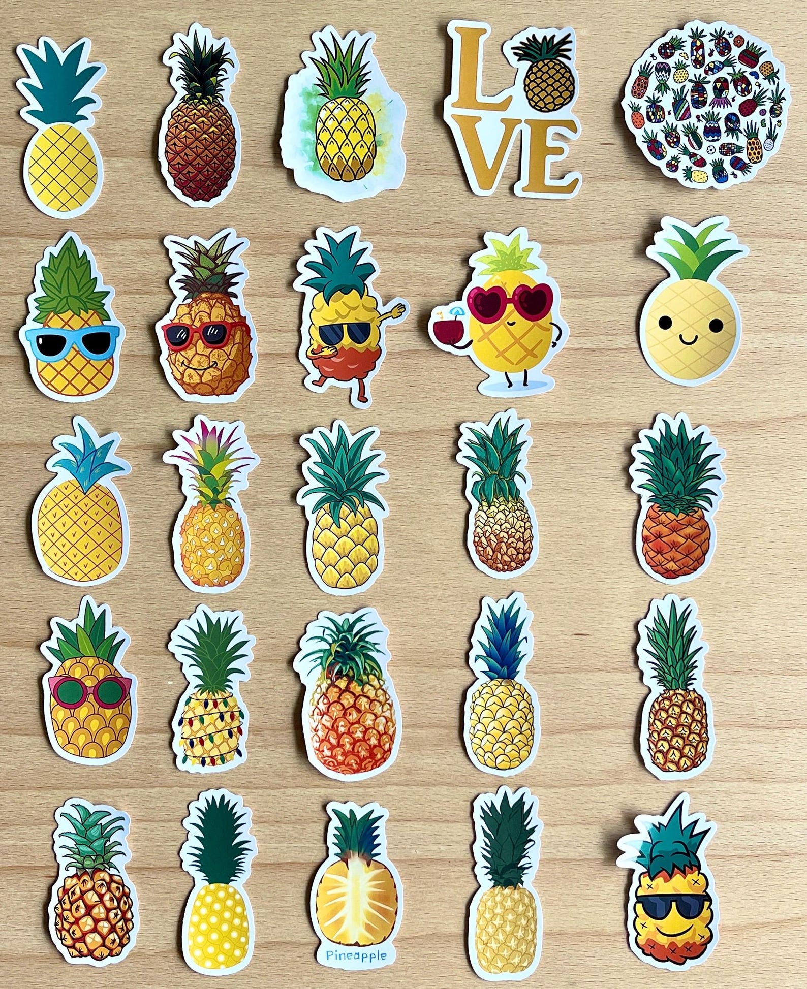 Sticker Pack of 50 Cute Pineapples Fruits Die Cut VSCO Stickers ...