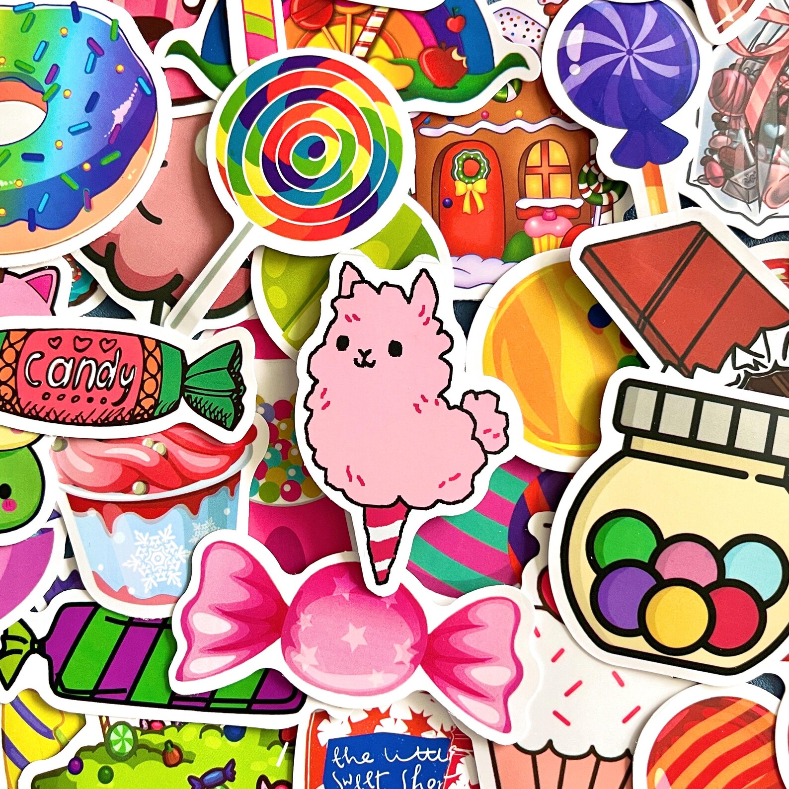 Sticker Pack of 50 Cute Cartoon Sweets Lollipop Candy Donut Desserts ...