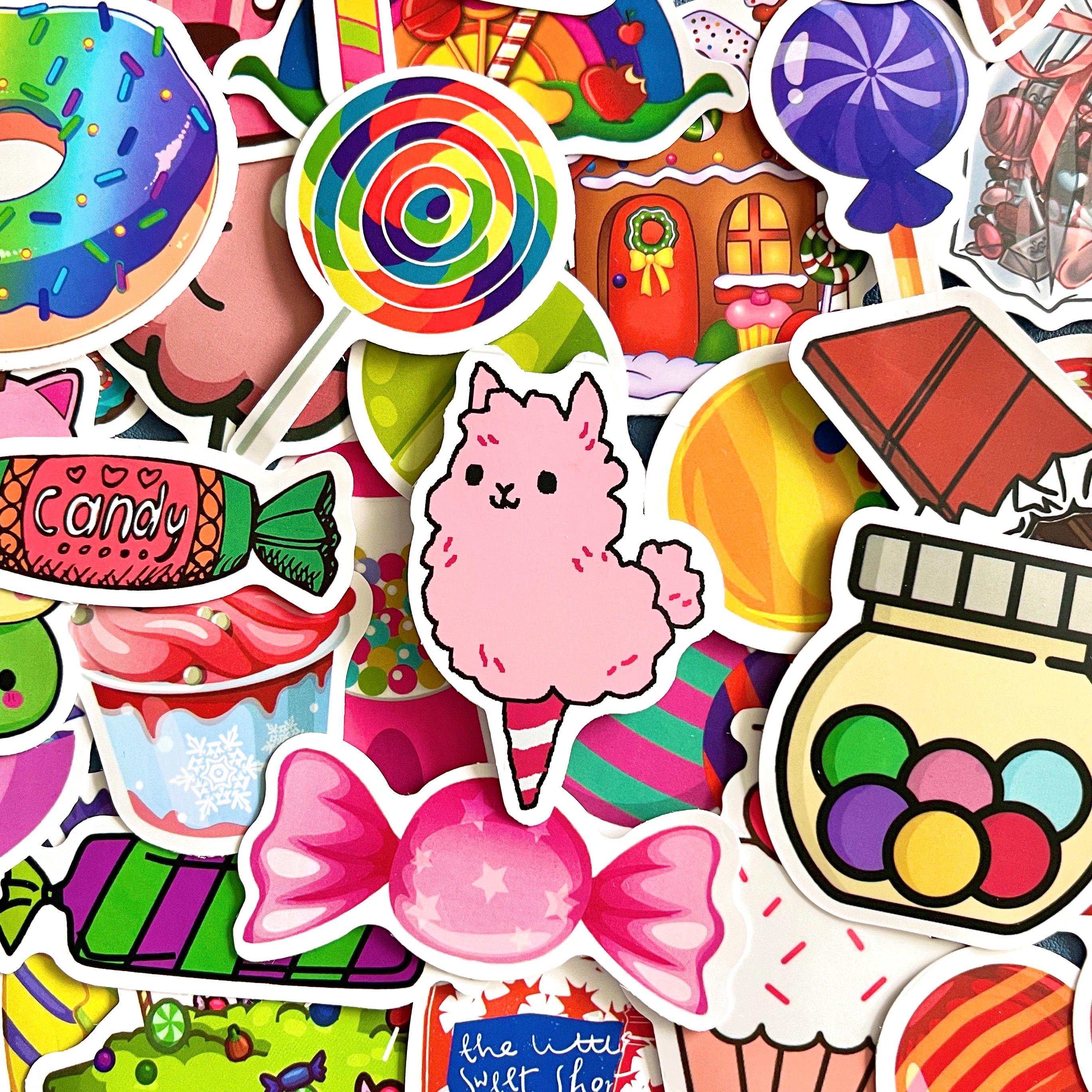 Sticker Pack of 50 Cute Cartoon Sweets Lollipop Candy Donut Desserts ...