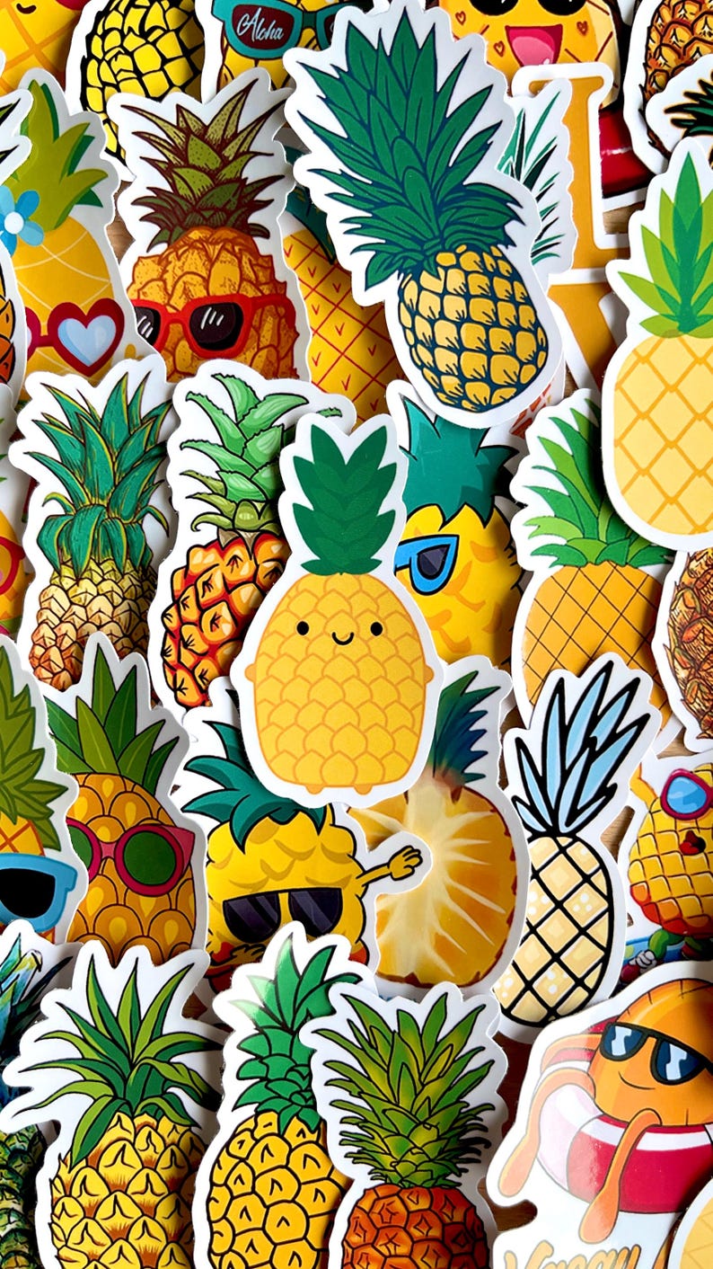Sticker Pack of 50 Cute Pineapples Fruits Die Cut VSCO Stickers ...