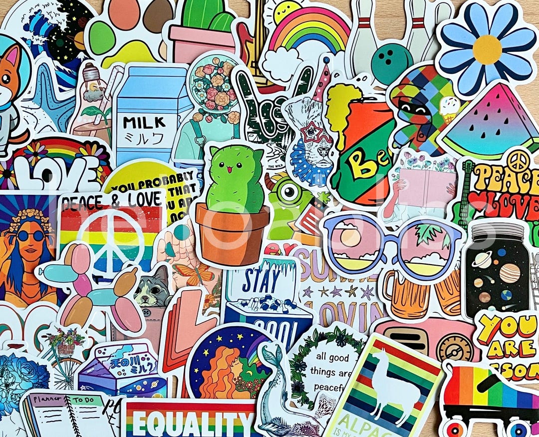 Sticker Pack of 50 Cute Aesthetic Die Cut VSCO Deco Stickers Girl Power ...