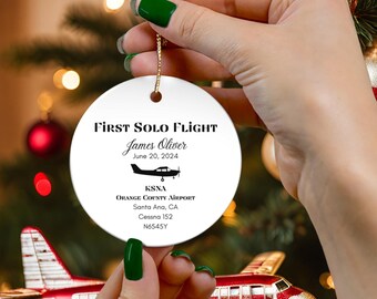 Personalized First Solo Flight Christmas Ornament Student Pilot Metal ...