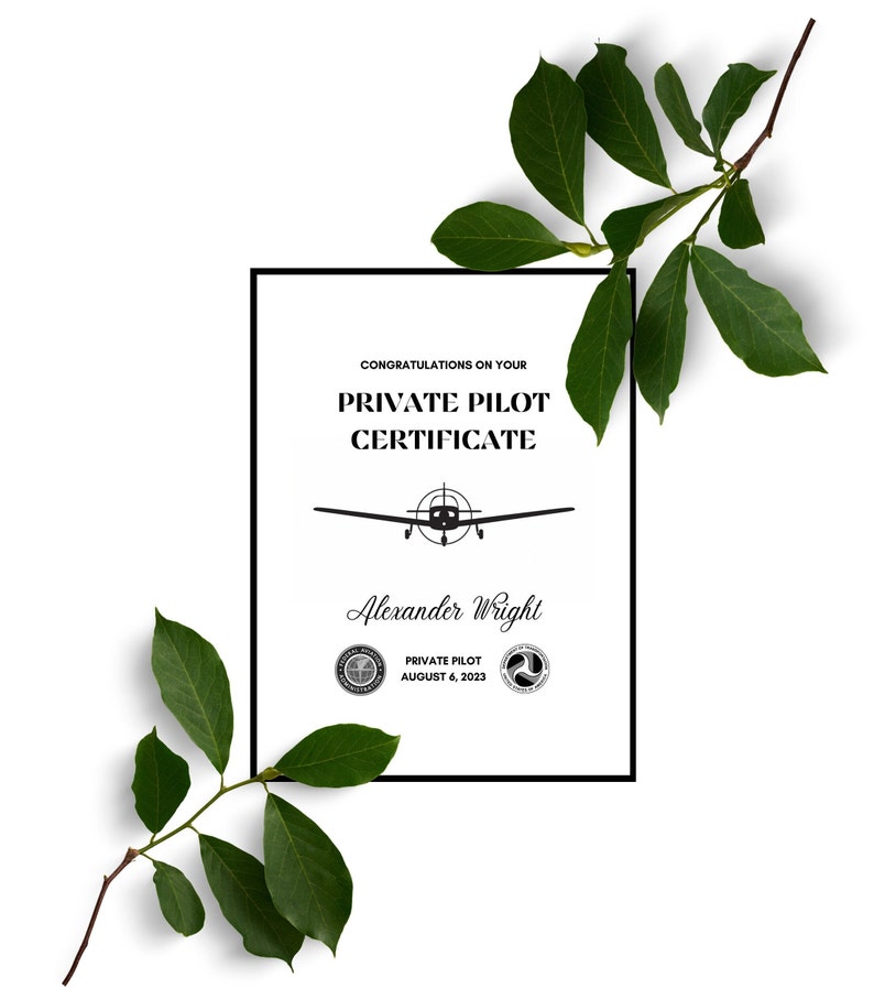 Customizable Private Pilot Certificate – Aviation Gift (digital ...