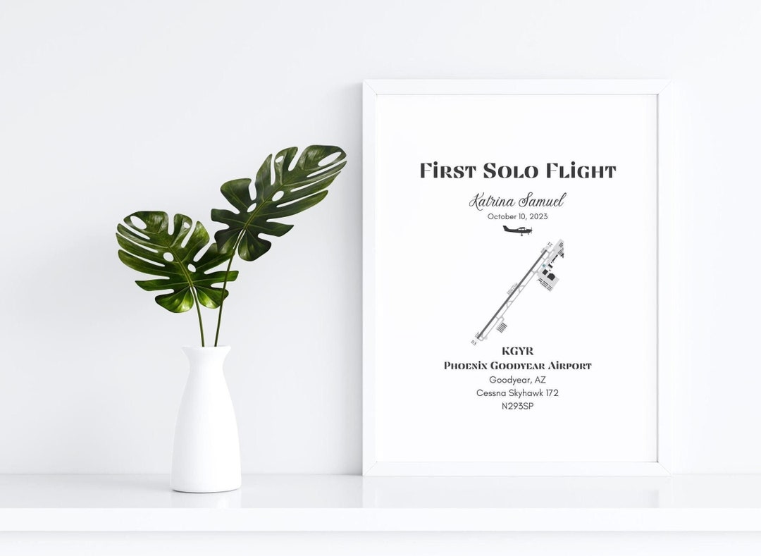 Customizable First Solo Flight Print - Student Pilot Gift, Printable ...