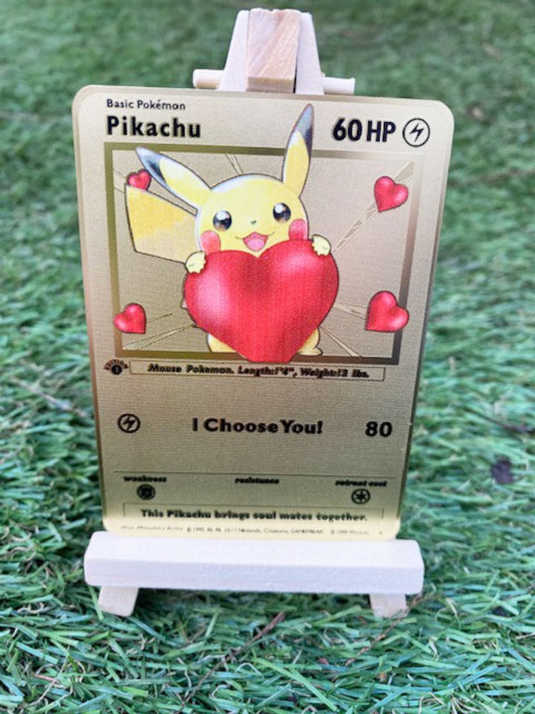 Gold Metal Valentine Pokémon Card Anniversary Birthday Pikachu ...