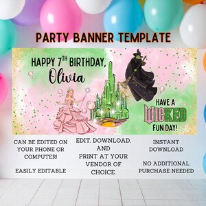 Wicked Banner Editable Canva Template | Party Poster | Digital Download ...