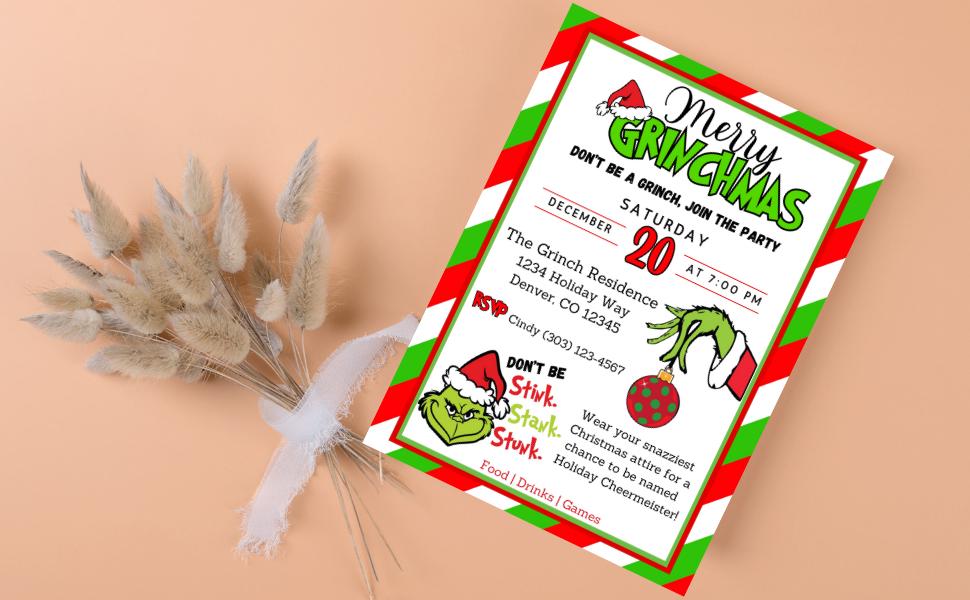 Grinch Merry Grinchmas Christmas Party Invitation | Personalize ...