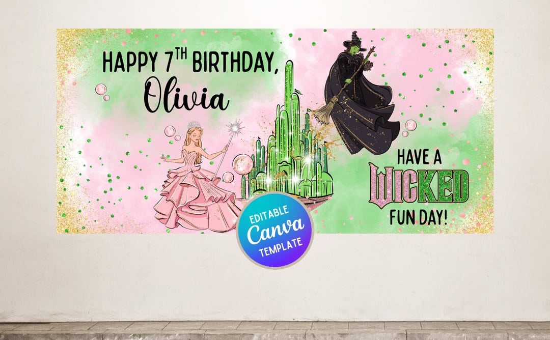 Wicked Banner Editable Canva Template | Party Poster | Digital Download ...