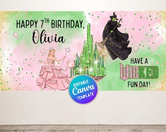 Wicked Banner Editable Canva Template | Party Poster | Digital Download ...