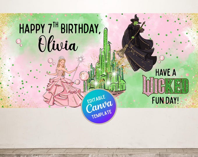 Wicked Banner Editable Canva Template | Party Poster | Digital Download ...