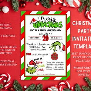 Grinch Merry Grinchmas Christmas Party Invitation | Personalize ...