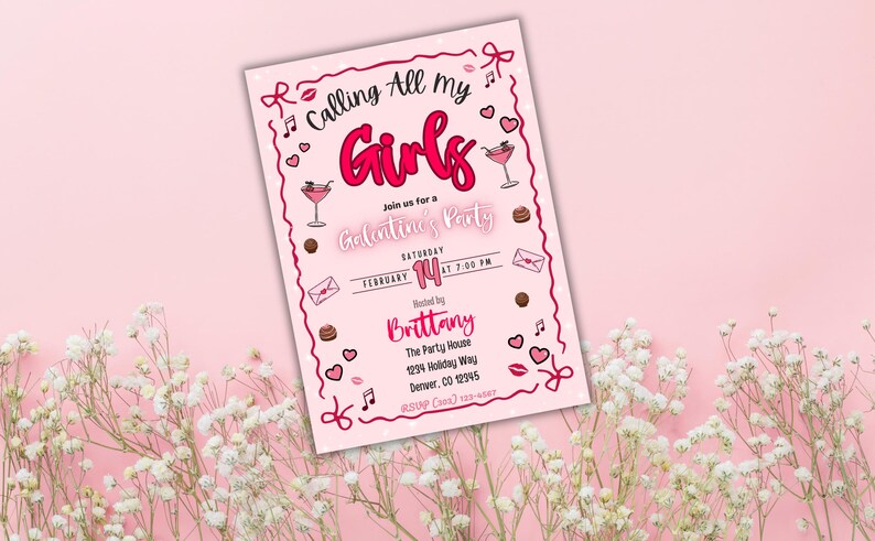 Valentine Galentine Friend Party Invitation: Editable Canva Template ...