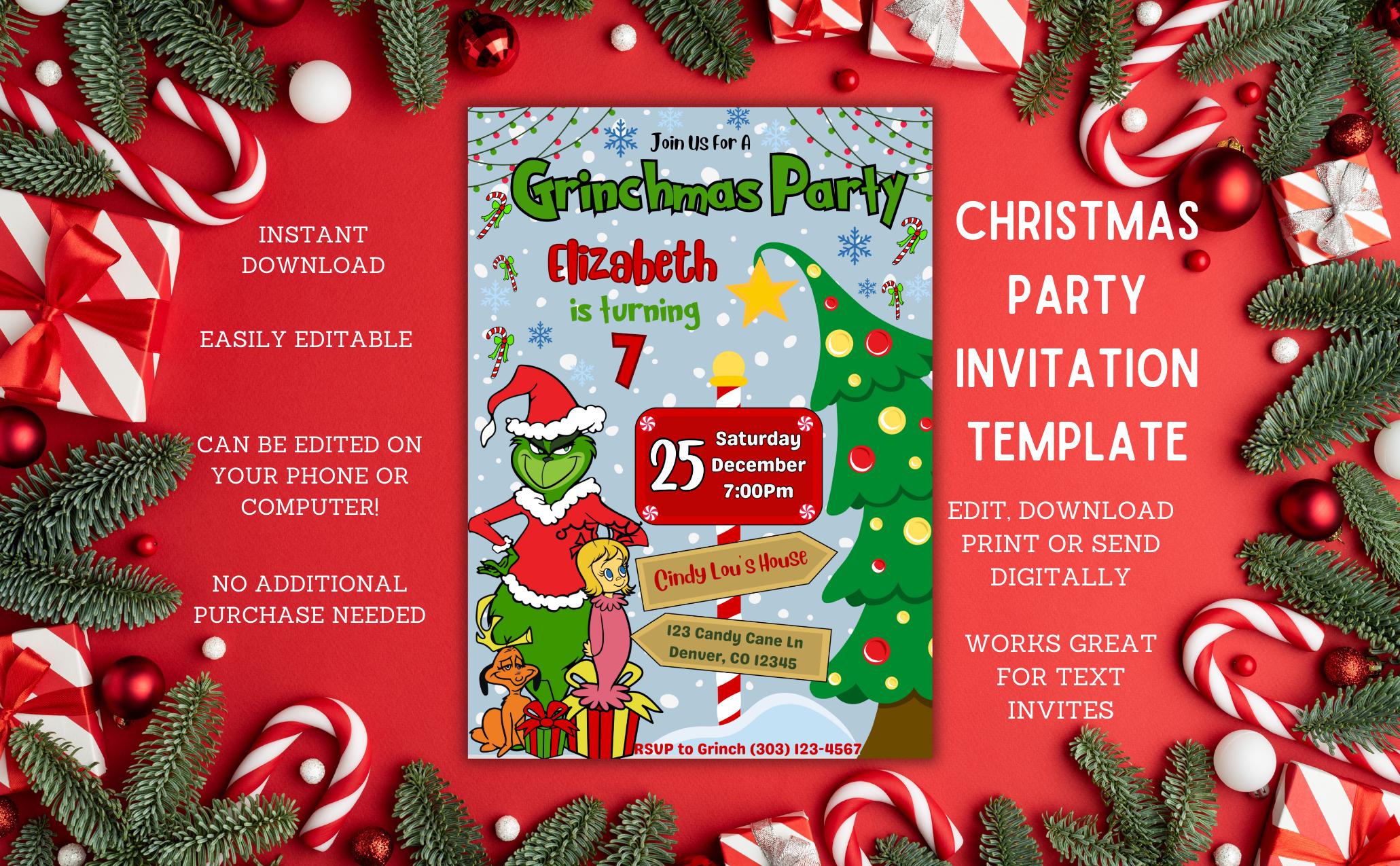 Grinch Friendsmas Christmas Party Invitation | Merry Grinchmas ...