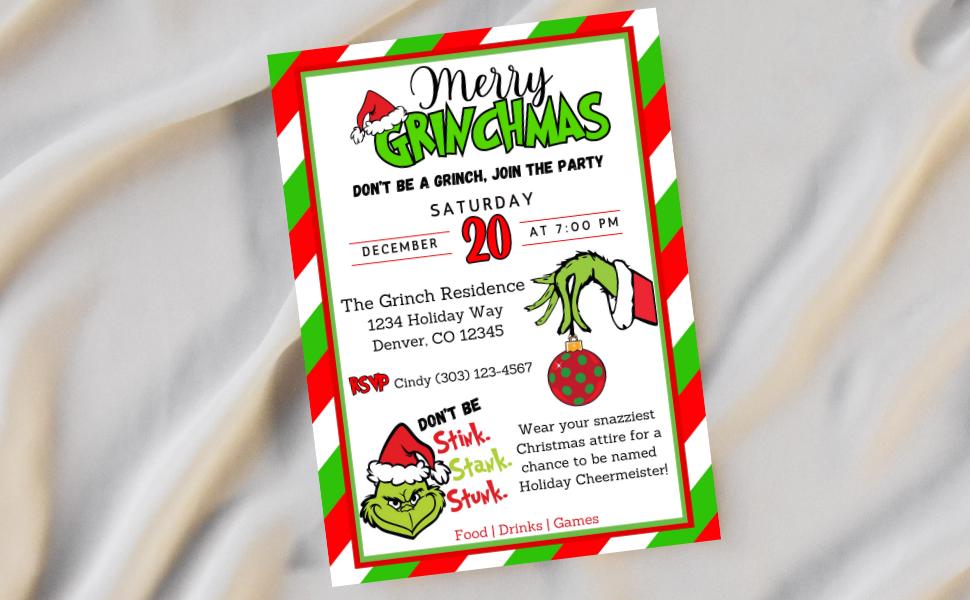 Grinch Merry Grinchmas Christmas Party Invitation | Personalize ...