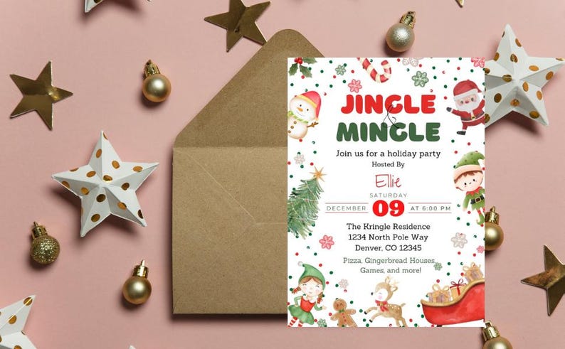 Kid Friendsmas School Holiday Party Invitation, Editable Christmas ...