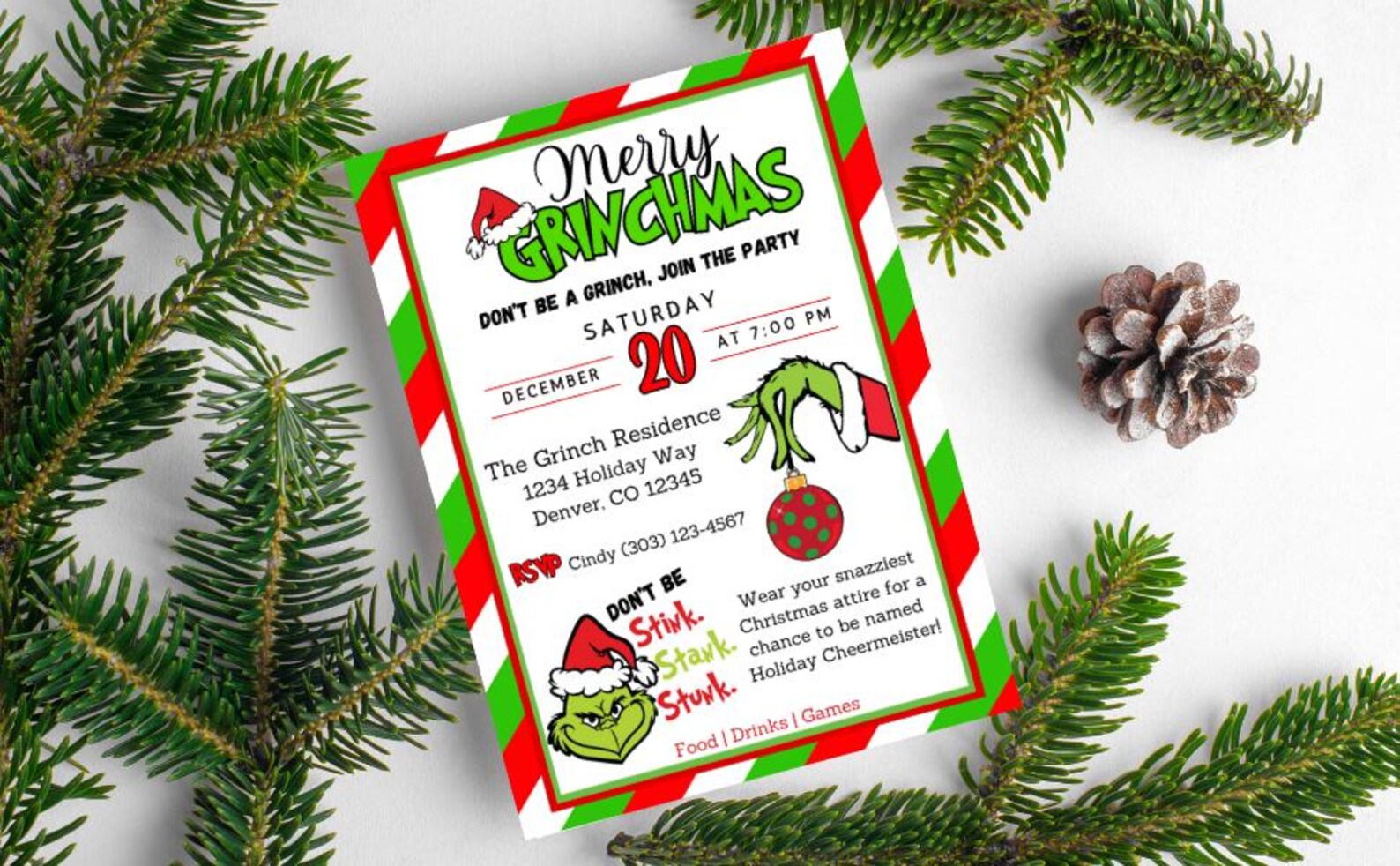 Grinch Merry Grinchmas Christmas Party Invitation | Personalize ...