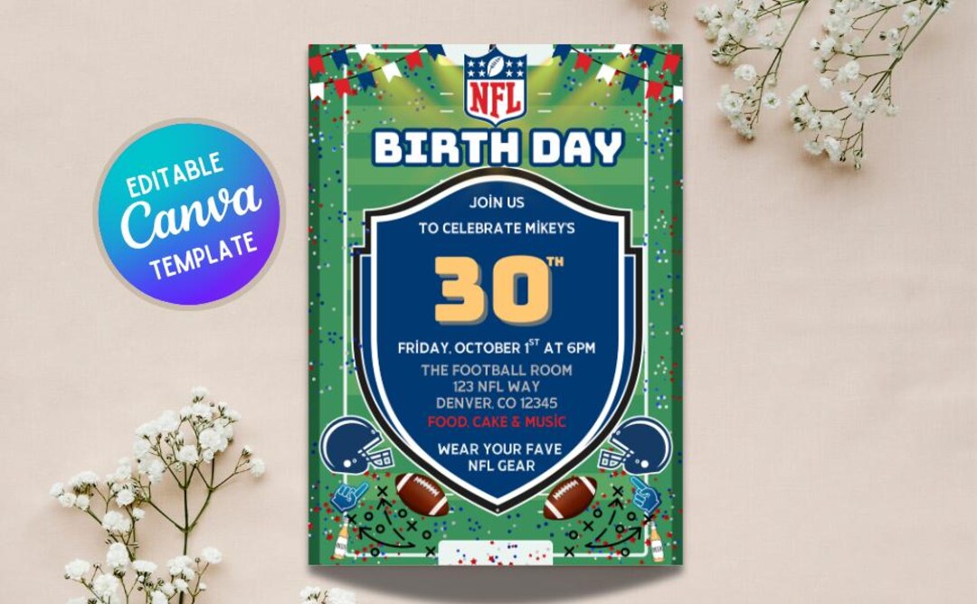 Football Birthday Invitation: Game Day Party, Editable Template (DIY ...
