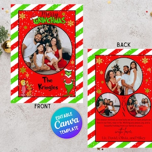 Grinch Grinchmas Christmas Photo Card | Editable Canva Template - Etsy