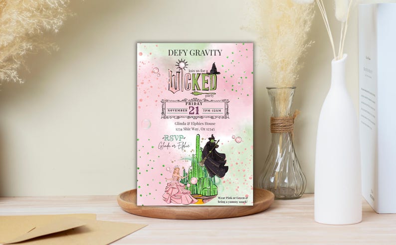Wicked Party Invitation for Girls Party | Canva Editable Printable ...