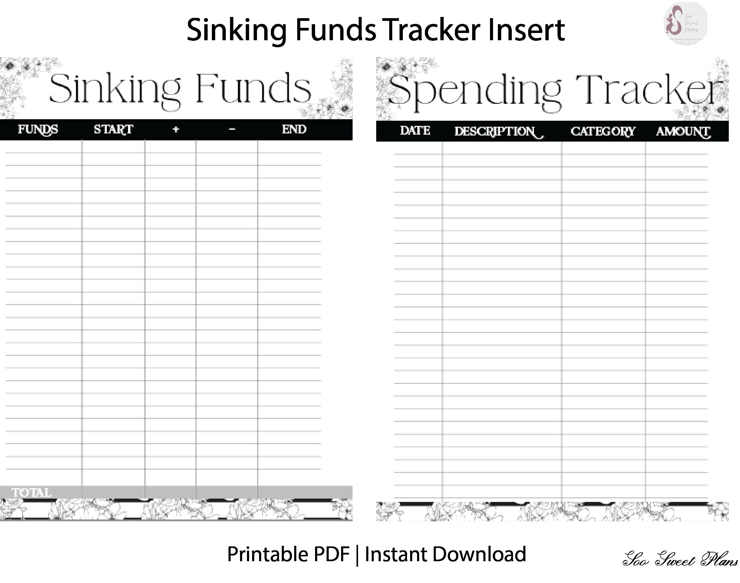 April Budget Bundle Printable Insert-sunday Start-black and White ...