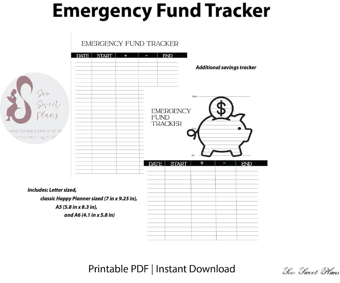 Emergency Fund Savings Tracker - Etsy