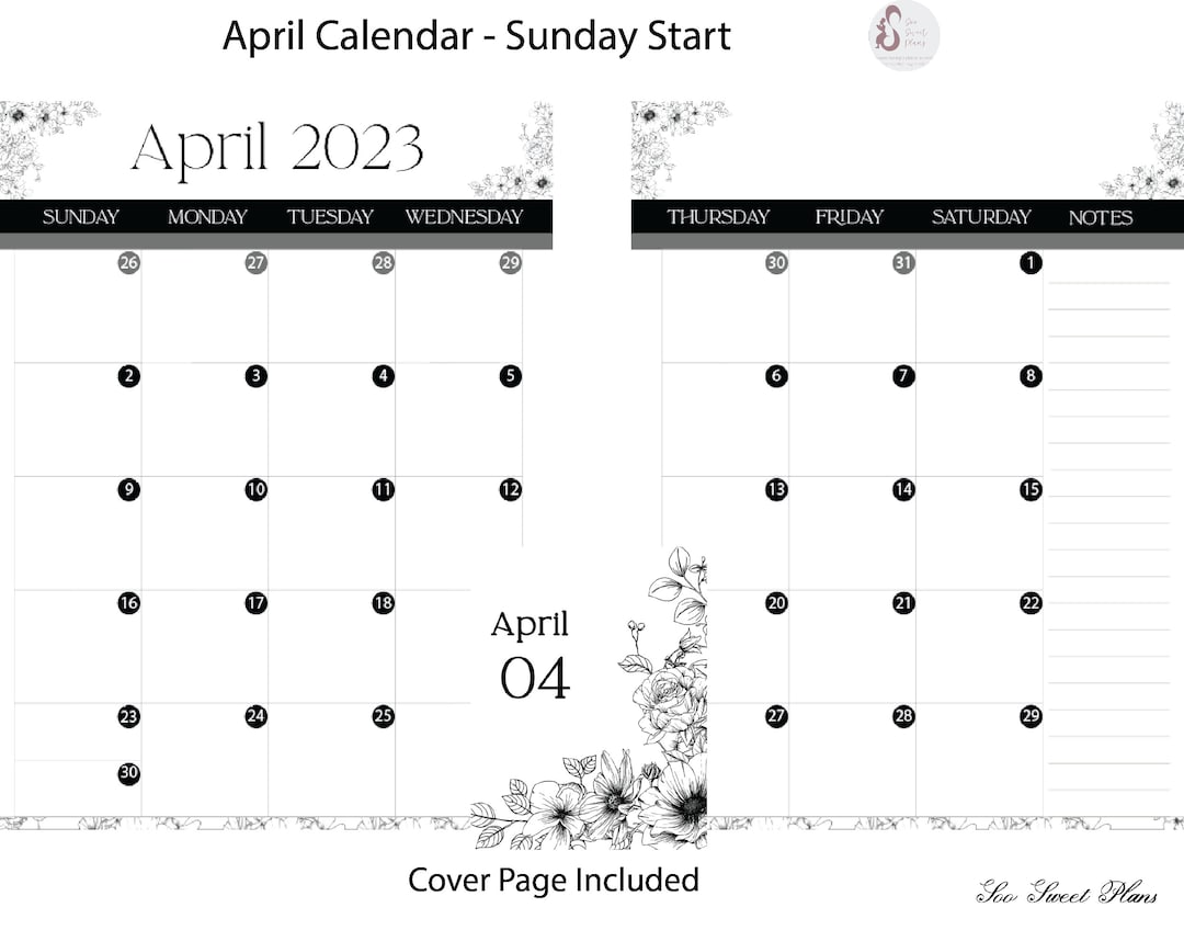 April Budget Bundle Printable Insert-sunday Start-black and White ...