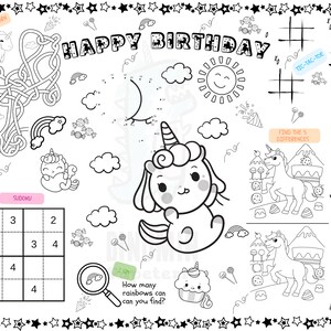 Unicorn Placemat to Print | Children's Birthday Party | Unicorn ...
