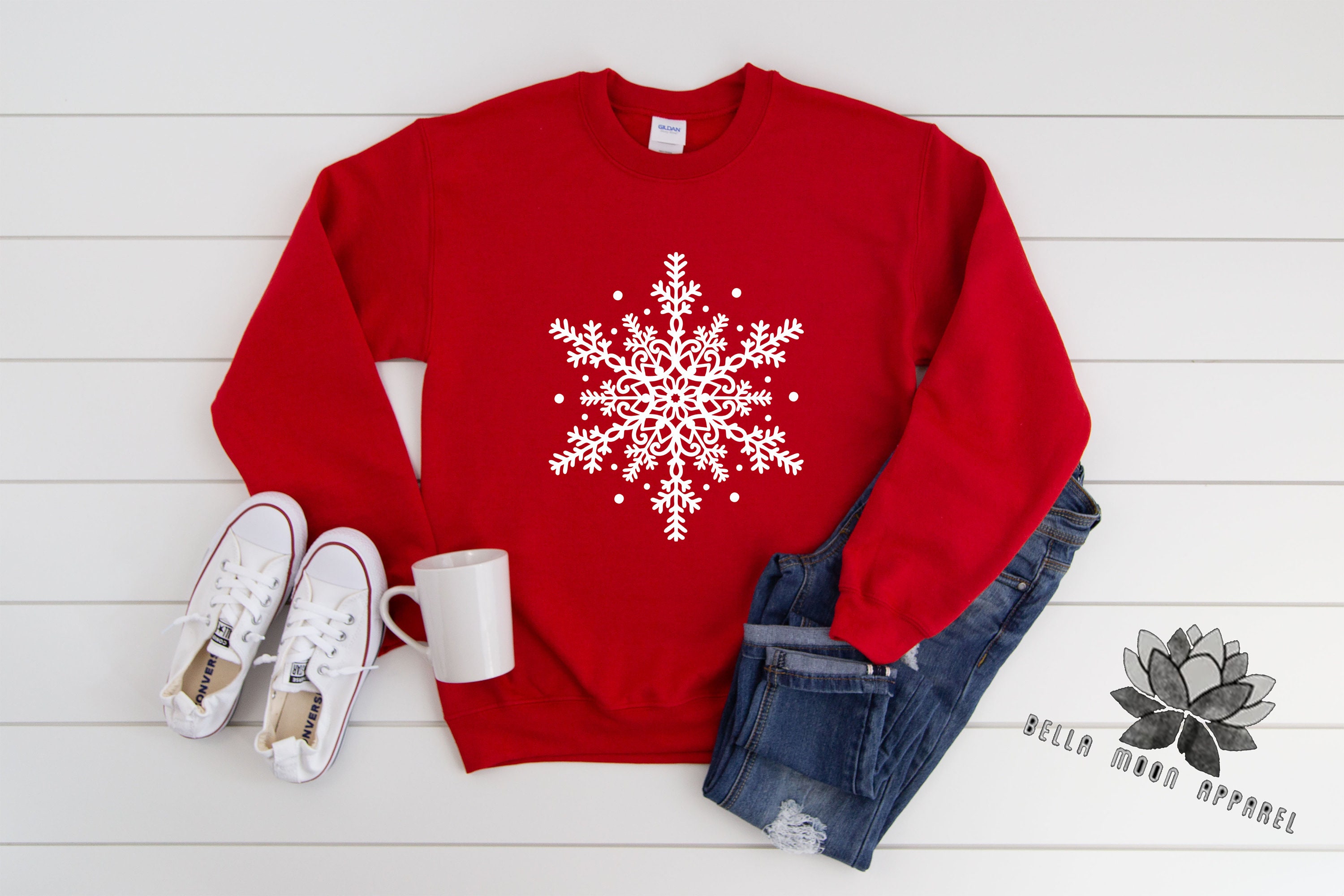 Snowflake Sweatshirt, Christmas Sweatshirt, Christmas Crewneck, Winter ...