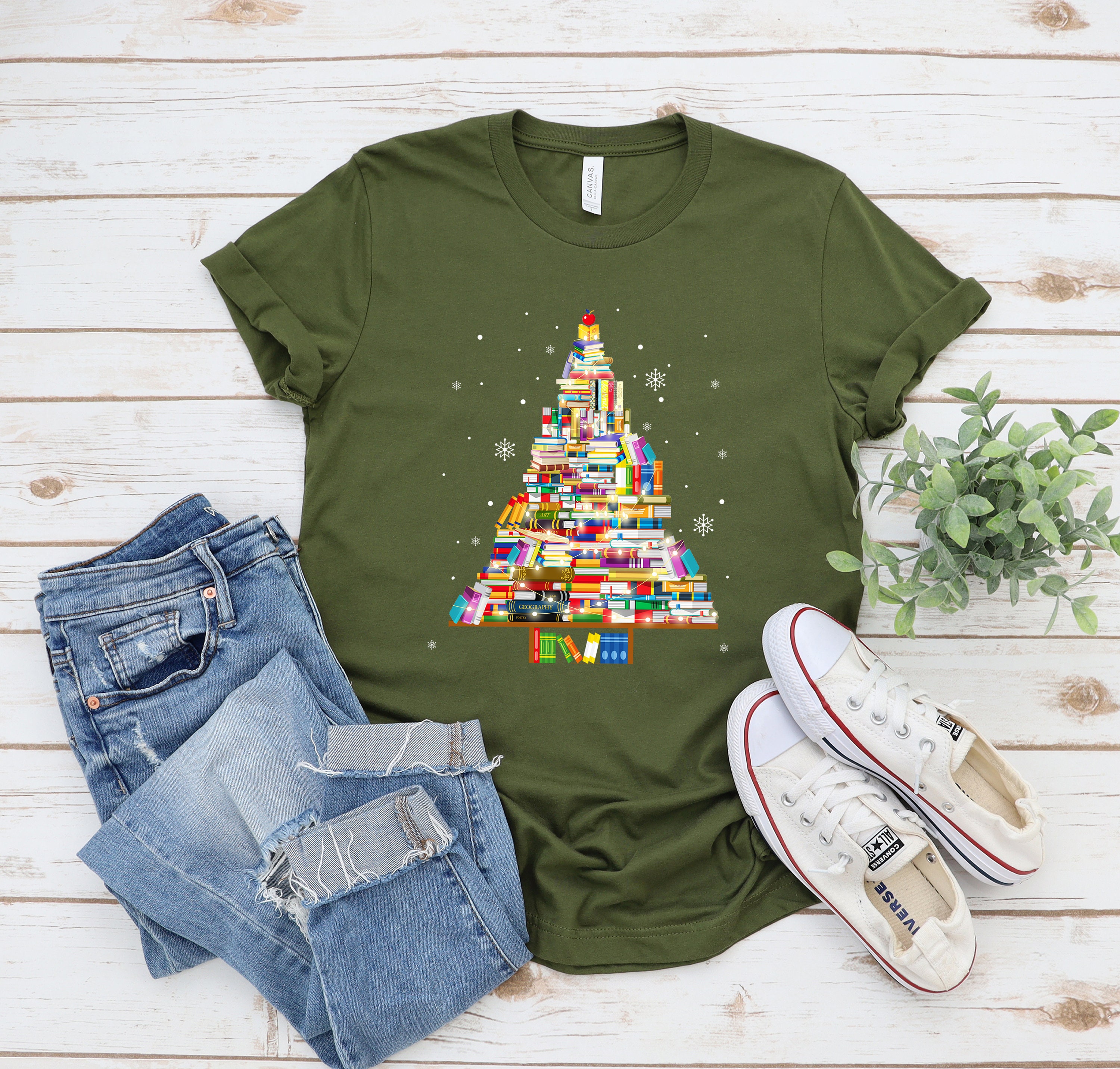 Christmas Tree Made of Books Shirt Gift for Book Lover Book - Etsy