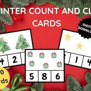 Christmas Count and Clip Cards, Printable Christmas Kids Activity ...
