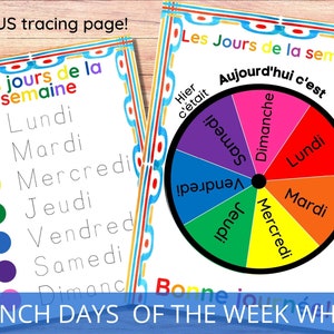 FRENCH Days of the Week Printable, Tracing the Days of the Week, Basic ...