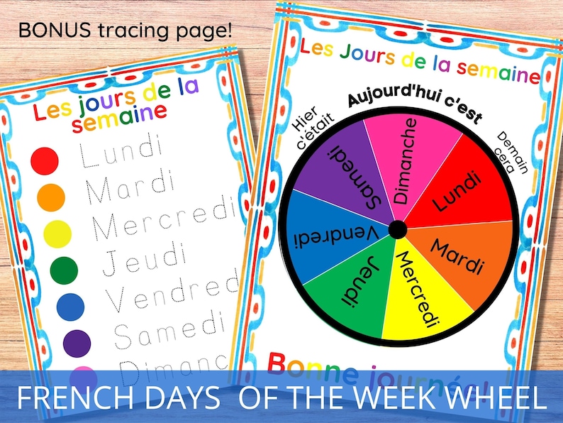 FRENCH Days of the Week Printable, Tracing the Days of the Week, Basic ...