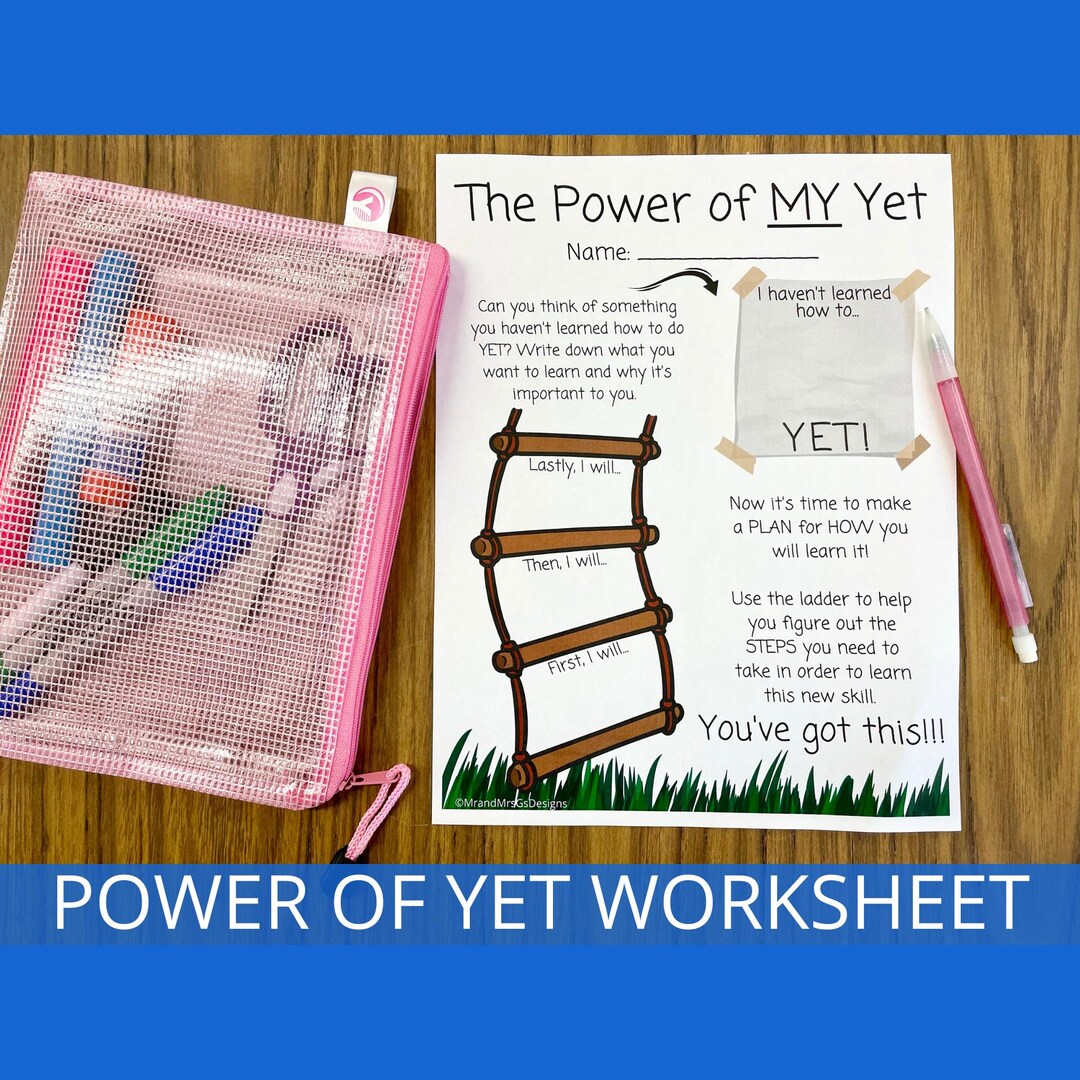 Power of yet Worksheet, Growth Mindset, Challenging Negative Thinking ...