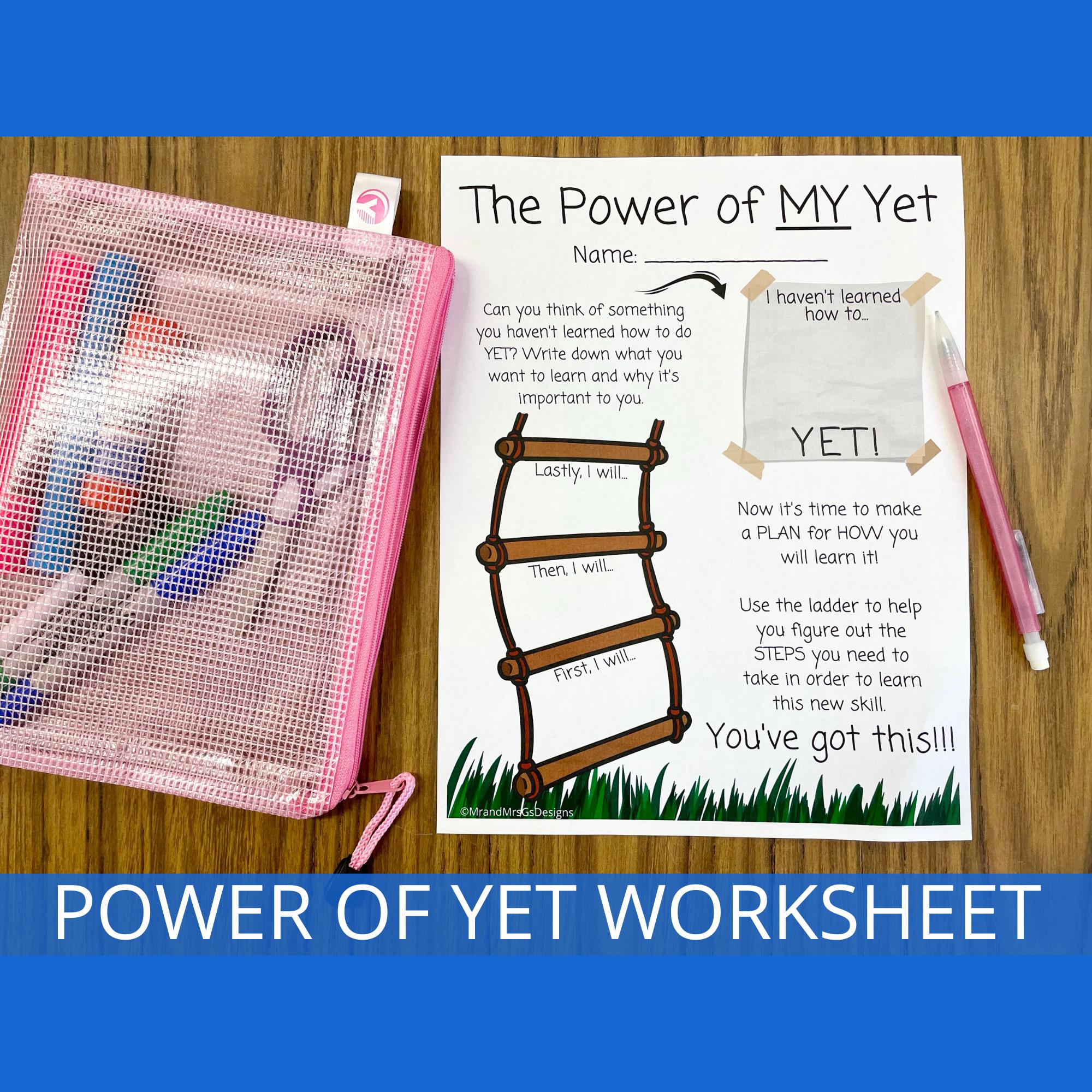 Power of yet Worksheet, Growth Mindset, Challenging Negative Thinking ...