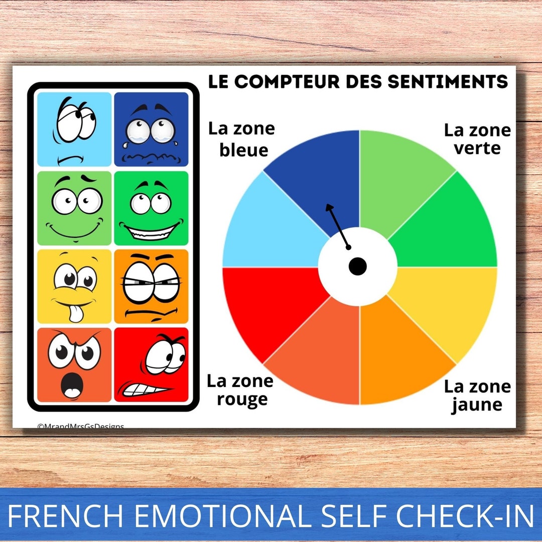 French Emotional Regulation Check-in, Self-regulation Zones Tool, Calm ...