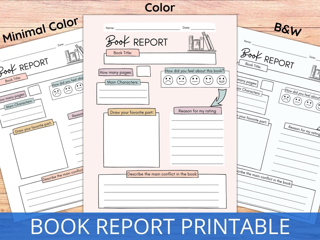 Book Report Book Review Printable Book Report Reading - Etsy