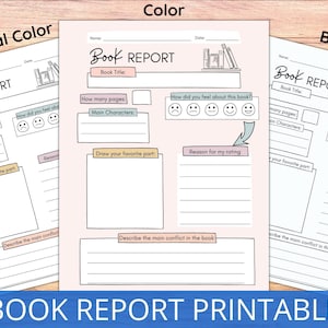 Book Report Book Review Printable Book Report Reading - Etsy