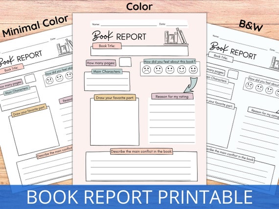 Book Report Book Review Printable Book Report Reading - Etsy