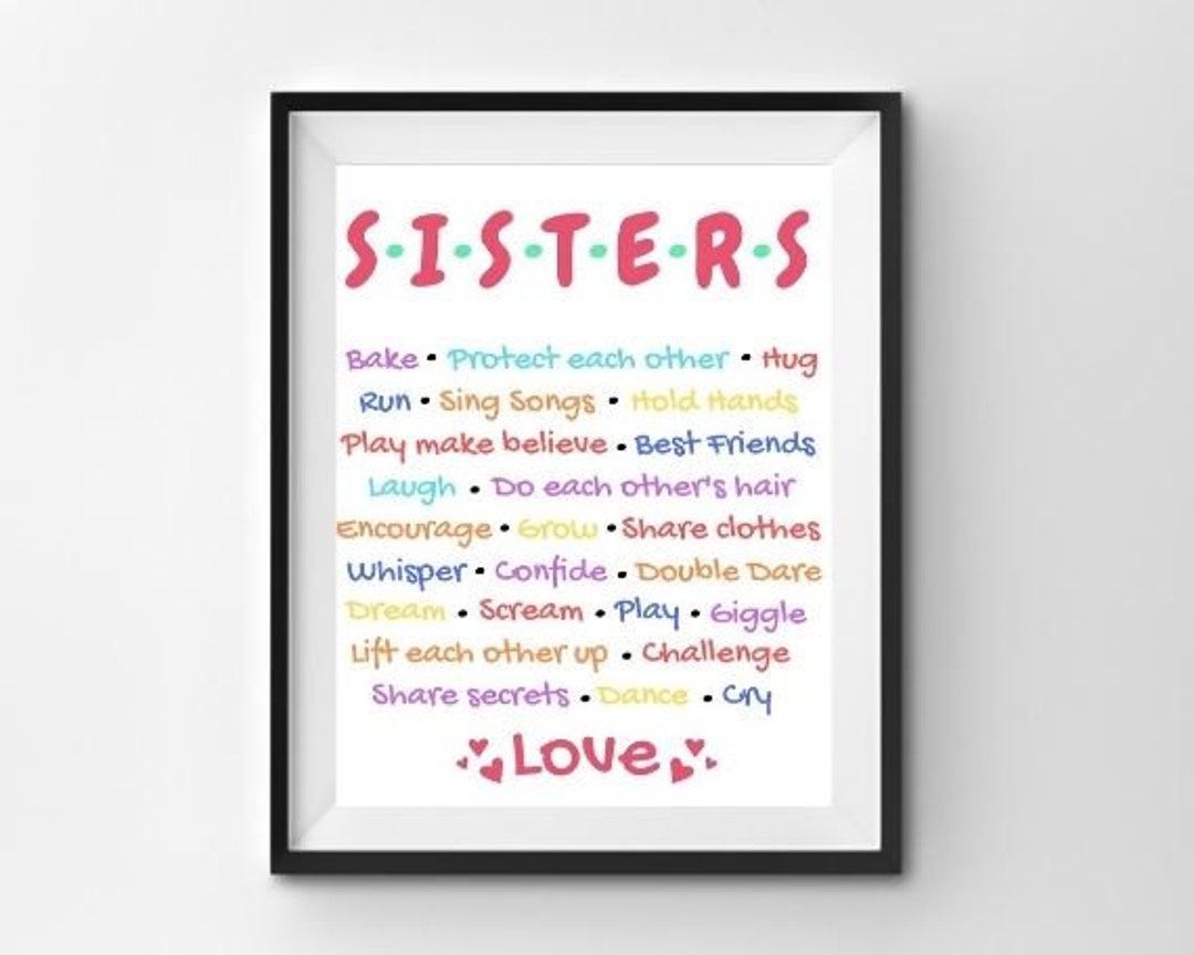 Sisters Wall Art - Sisters Printable - Wall Decor - Shared Room Sign ...