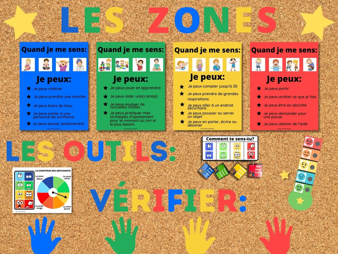 FRENCH Self-regulation Zones Bulletin Board, Calming Corner Tools ...